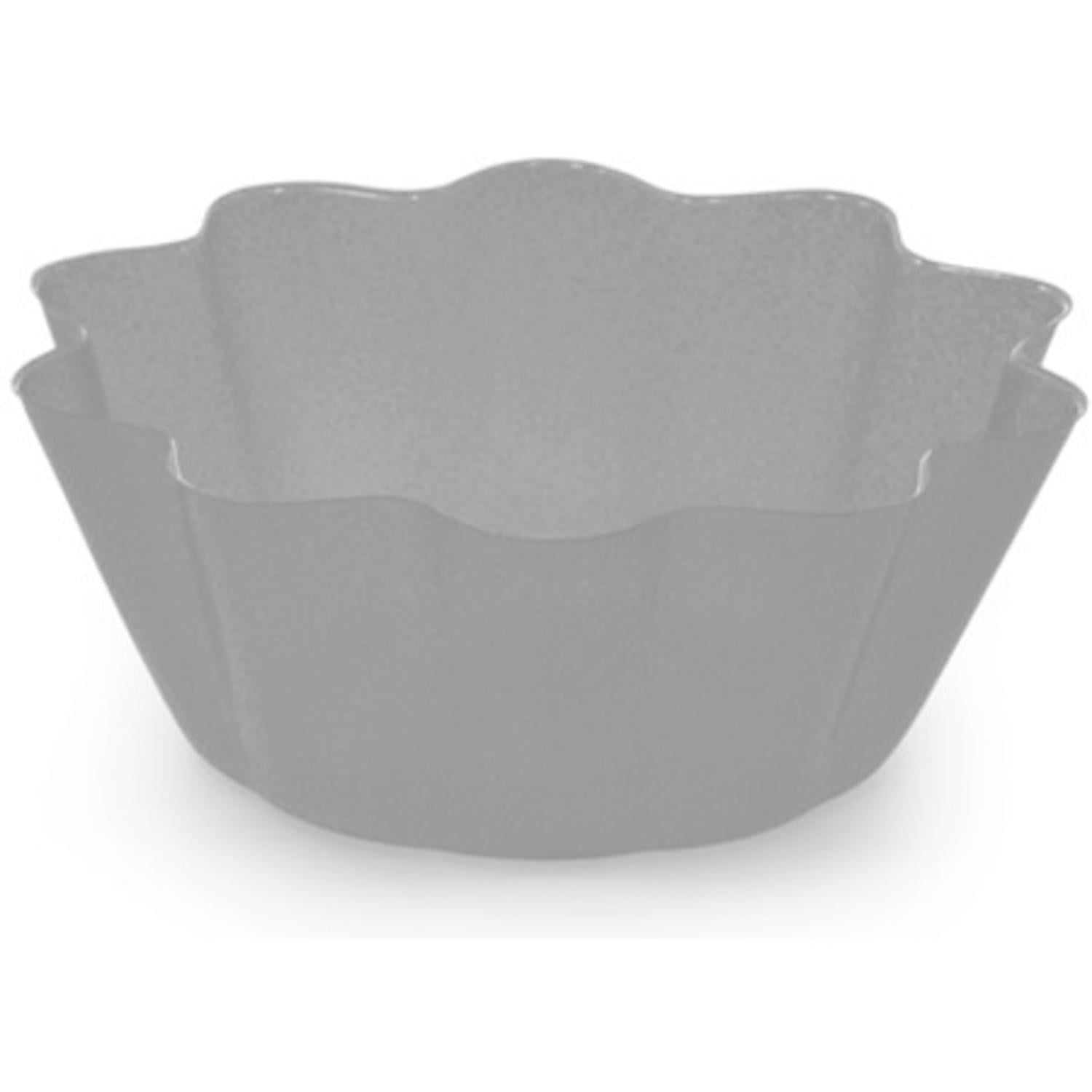 Club Pack of 12 Glitzy Silver Glitter Plastic Fluted Party Serving ...