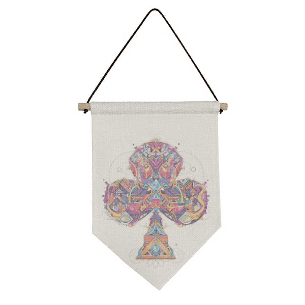 Club Playing Cards Geometric Pattern Canvas Flag Hanging Wall Art Decor ...