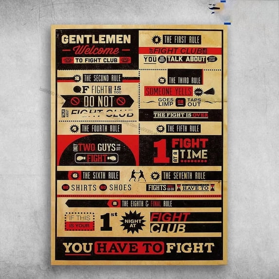 Club Poster - Gentlemen Welcome To Fight Club The First Rule Of Fight ...