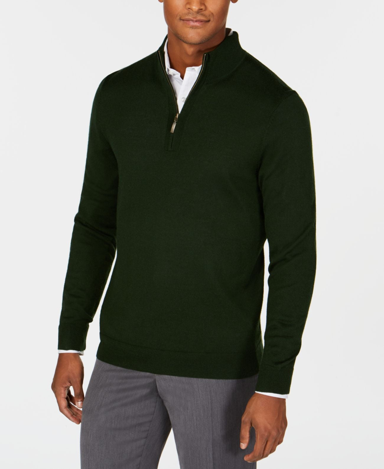 Club Room Men’s Quarter-Zip Merino Wool Blend Sweaters, Charcoal, 3X ...
