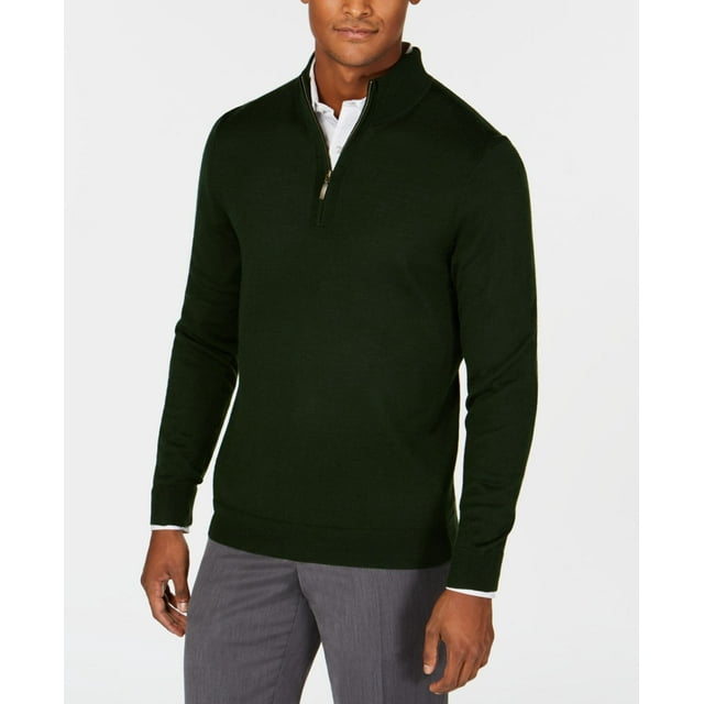 Club Room Men’s Quarter-Zip Merino Wool Blend Sweaters, Charcoal, 3X ...