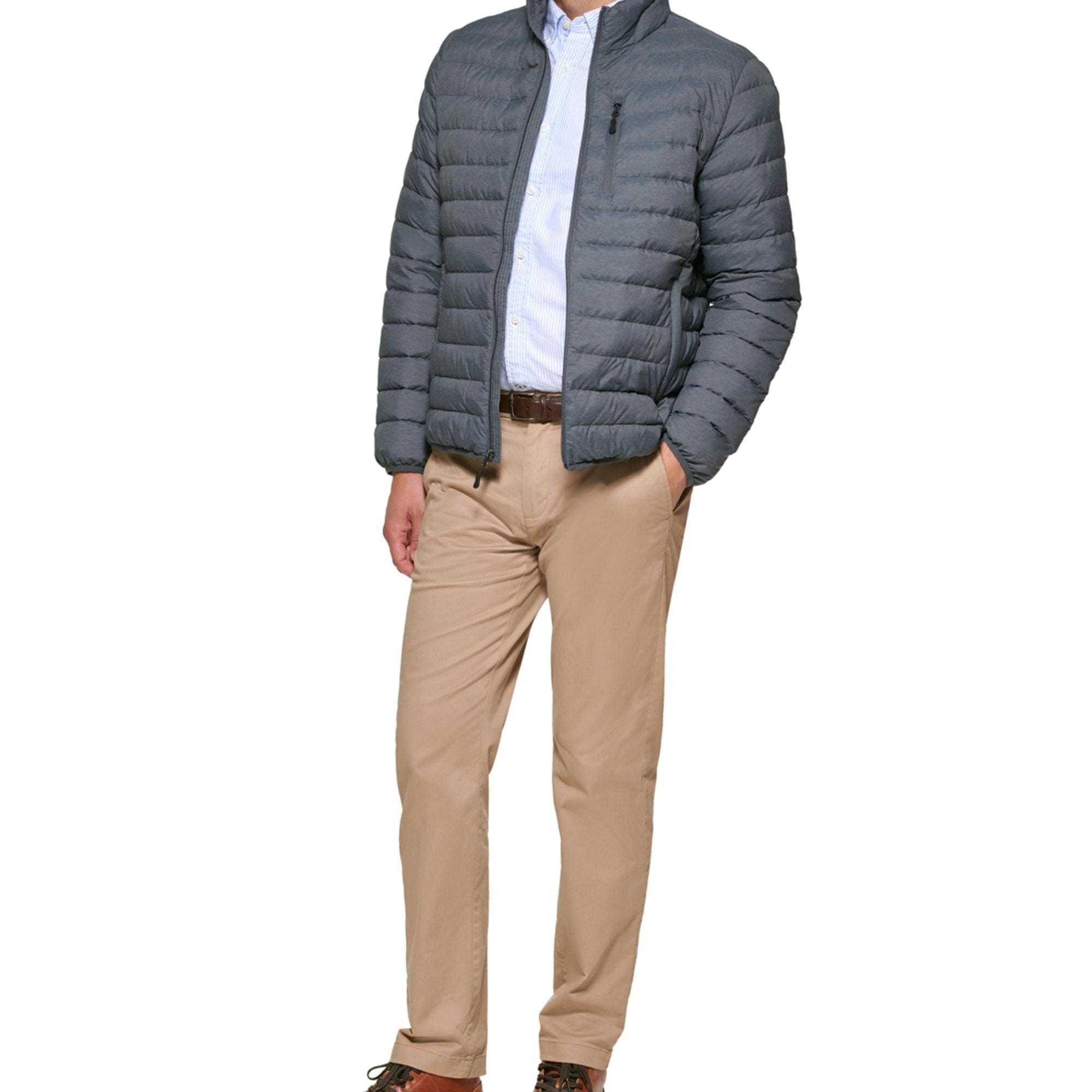 Club Room Mens Down Packable Quilted Puffer Jacket, Grey, Medium ...