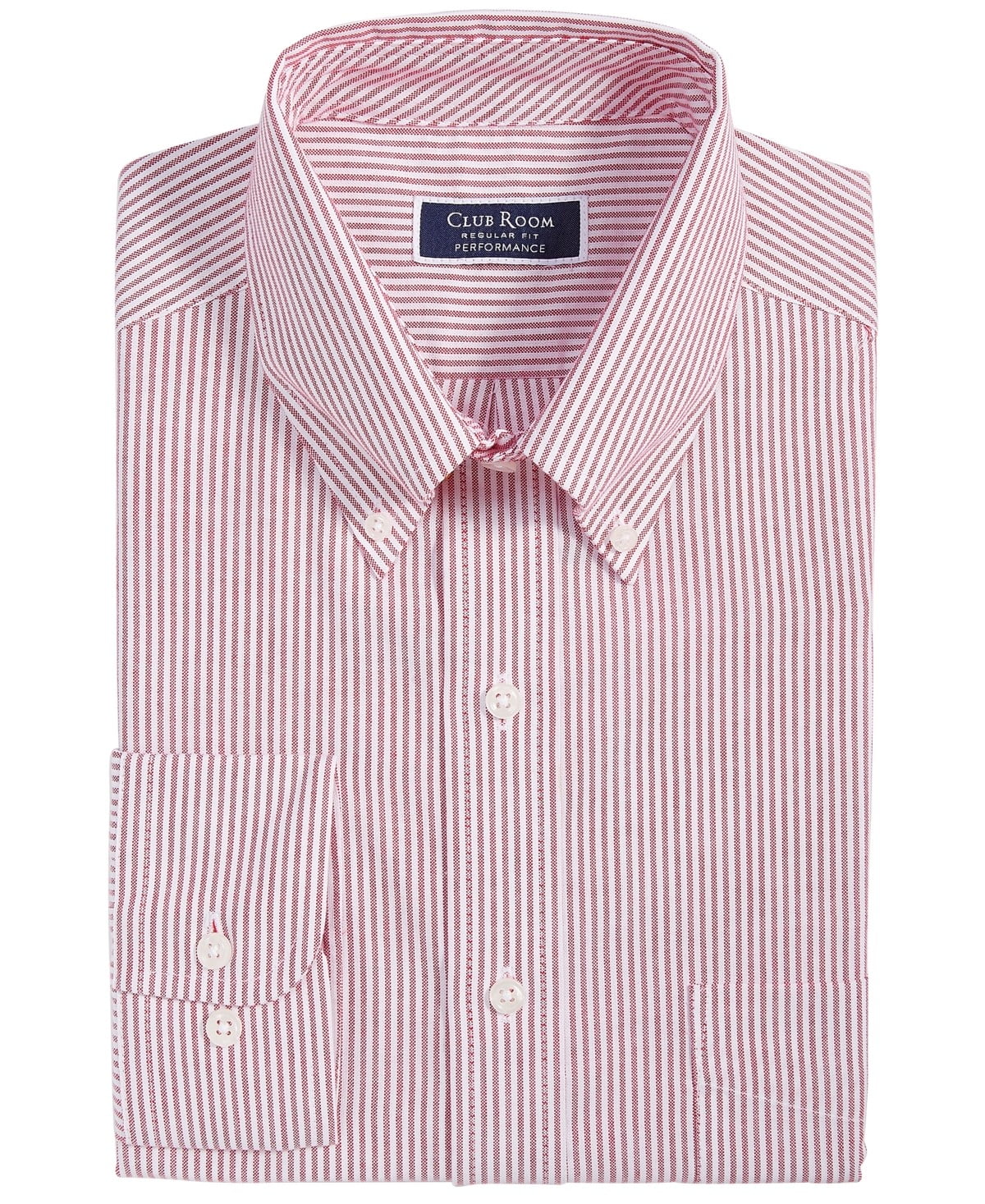 Club Room Mens Regular fit Dress Shirt XL 17 in 34-35 Red Striped ...