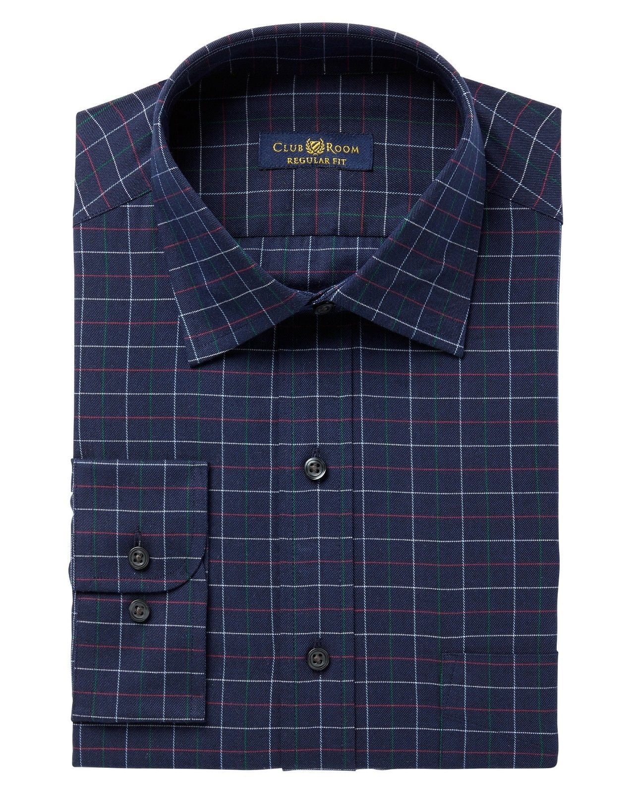 Club Room Men's Classic Regular Fit Dress Shirt (16-32/33, Navy/Red ...