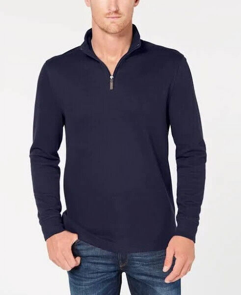 Club Room Men's Quarter-Zip French Rib Pullover Navy Blue-Small ...