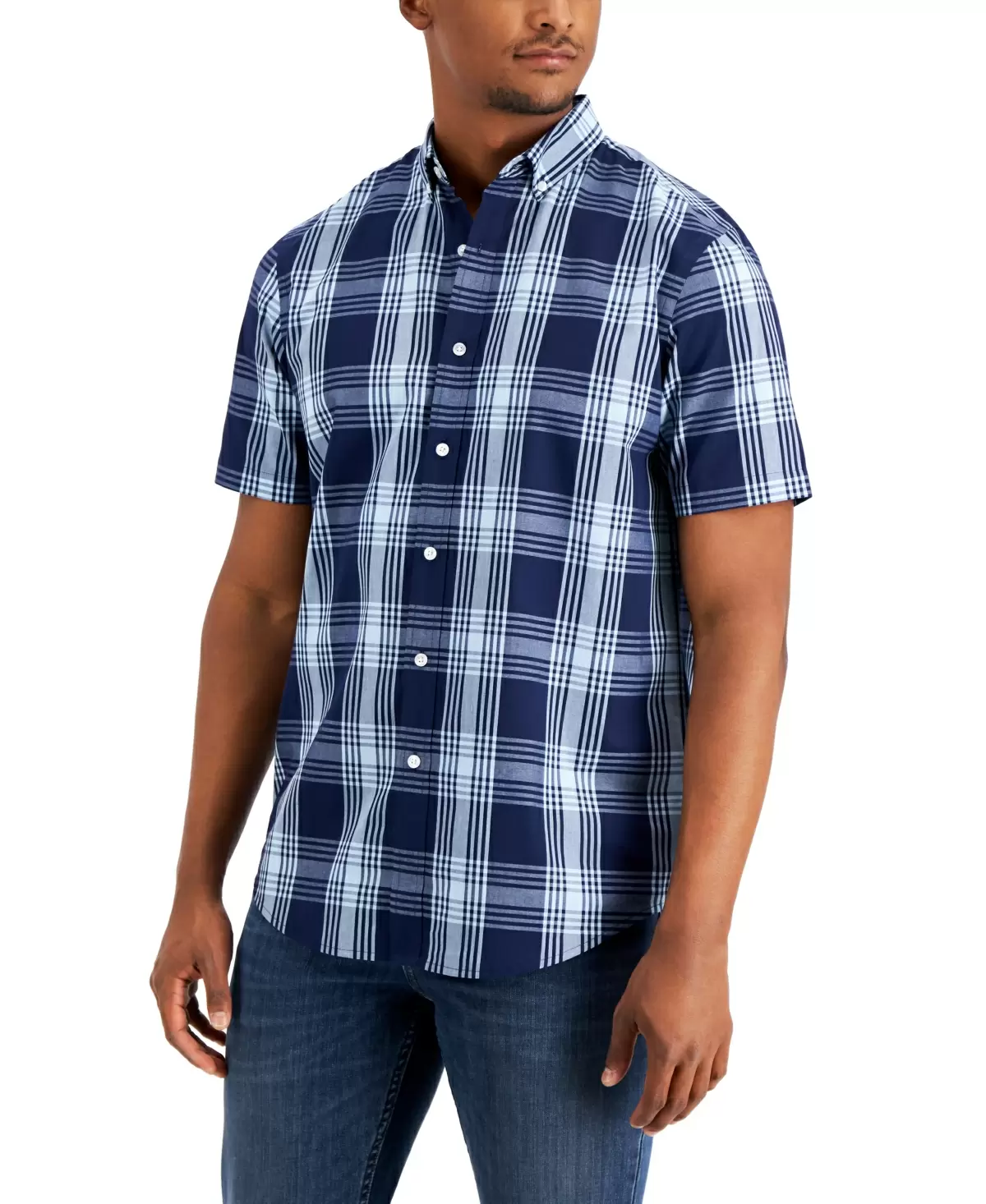 Club Room Men’s Regular-Fit Plaid Shirt, Blue, X-Large - Walmart.com