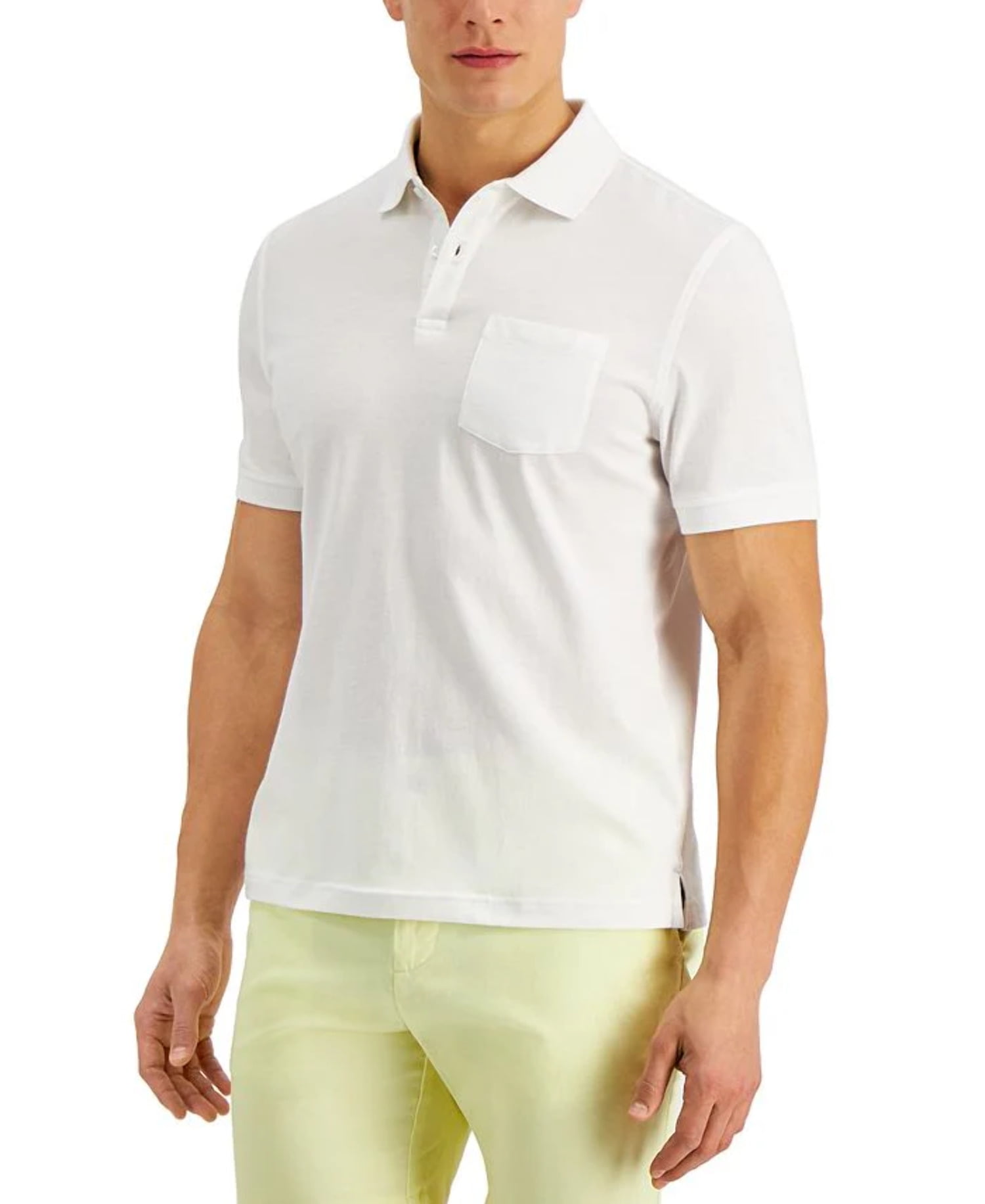 Club Room Men's Solid Jersey Polo with Pocket White Size Medium ...
