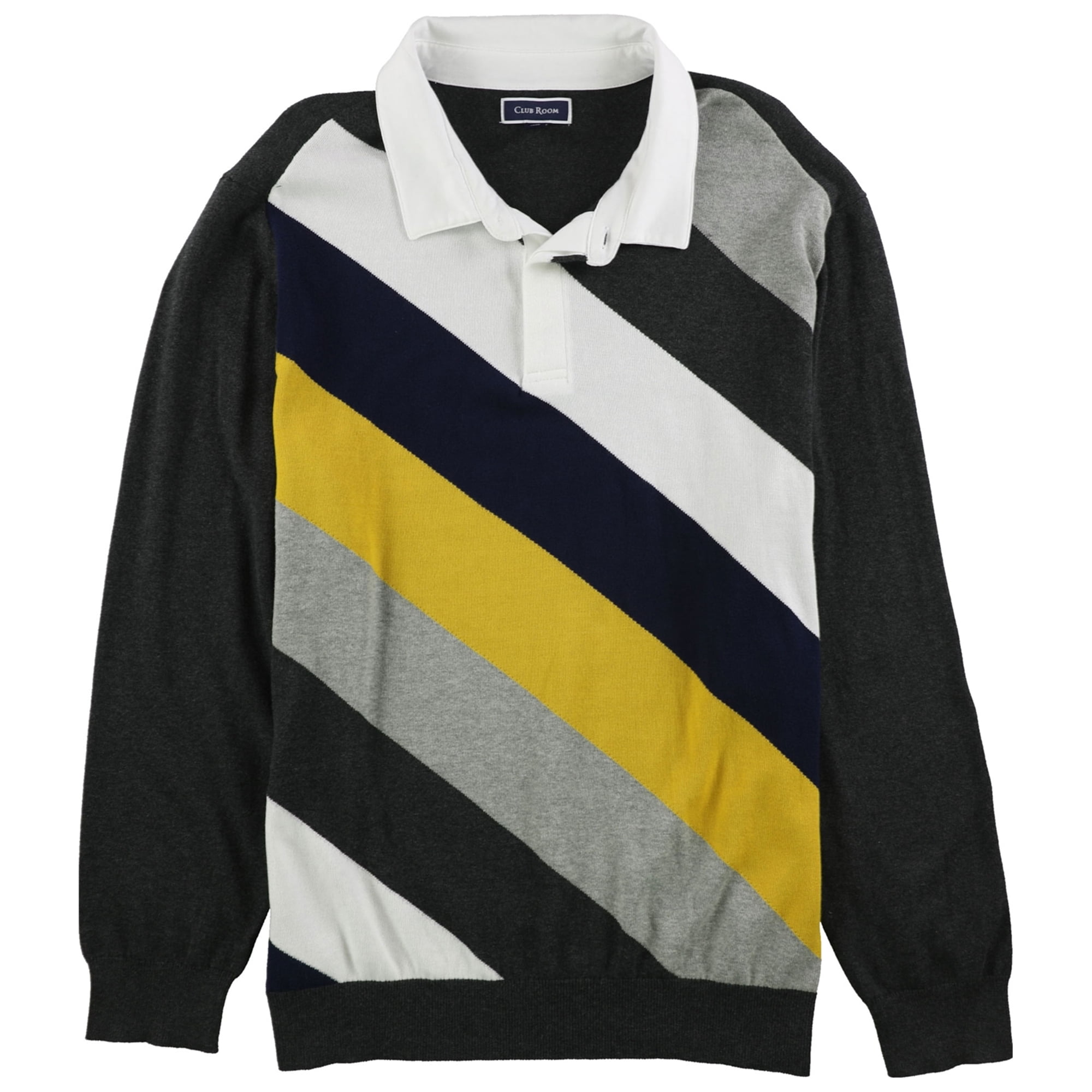 Club Room Men's Striped Rugby Sweater, Onyx Heather, 2XL - Walmart.com