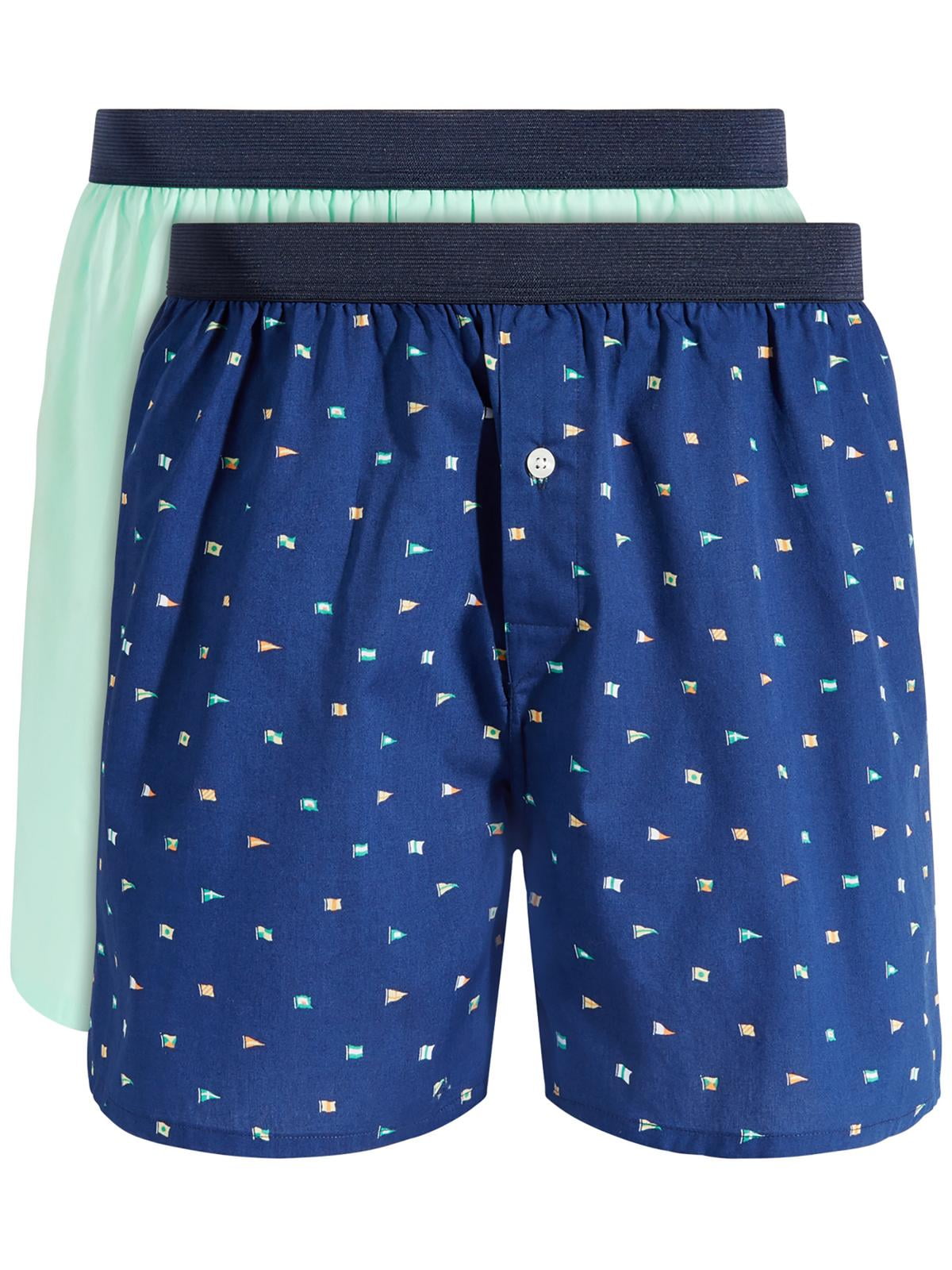 Club Room Men's 2-Pk. Nautical Flag & Solid Boxer Shorts Navy/Bay M - Walmart.com