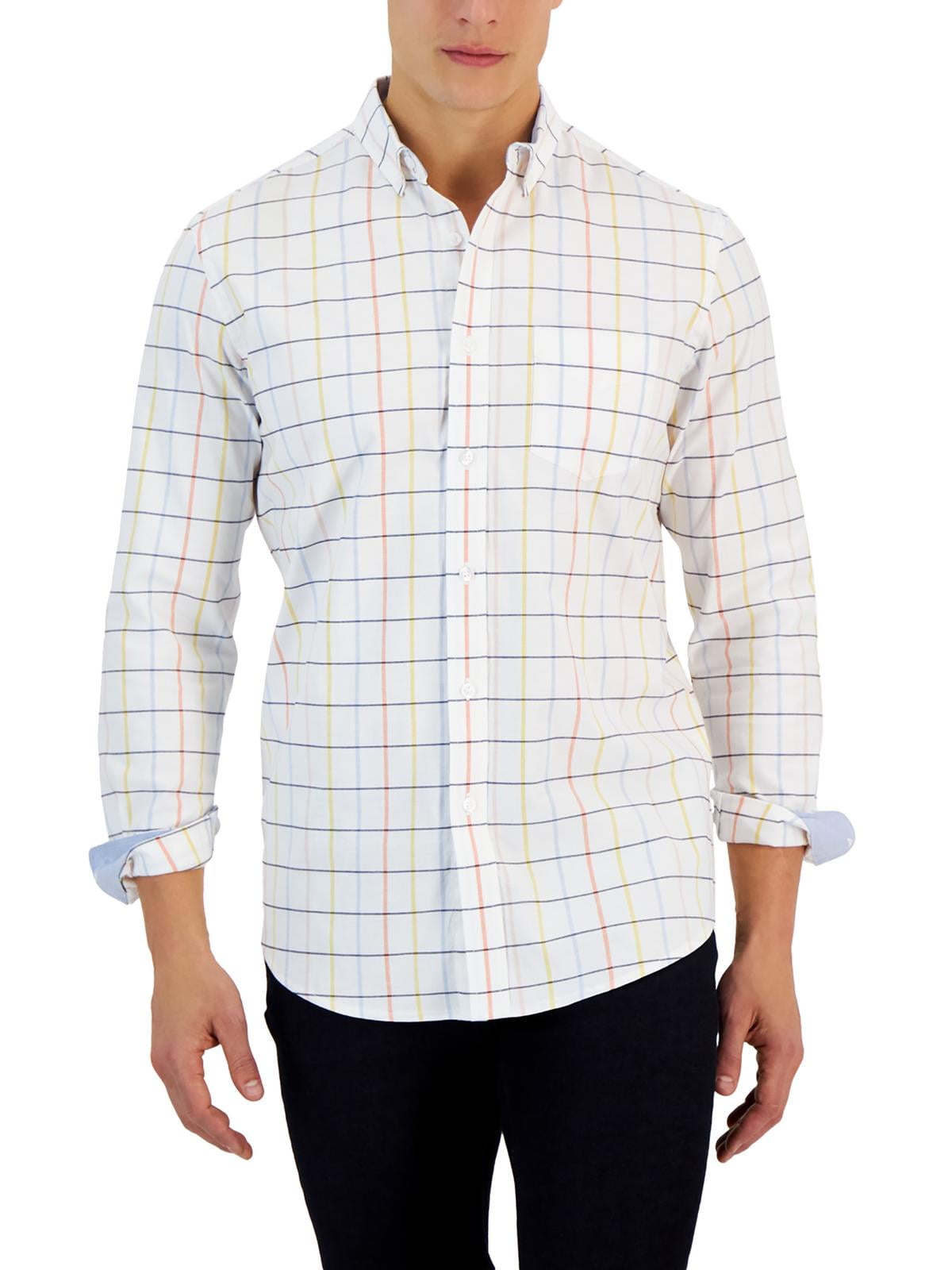 Club Room Mens Collared Window Pane Button-Down Shirt - Walmart.com