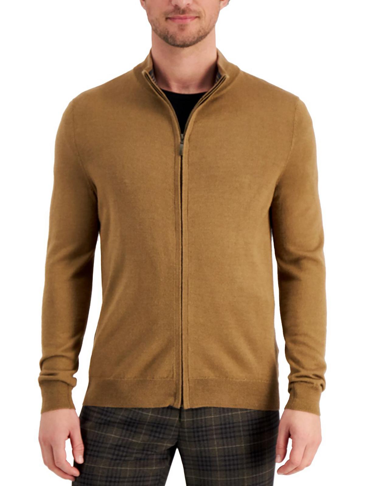 Club Room Mens Merino Wool Ribbed Trim Full Zip Sweater - Walmart.com