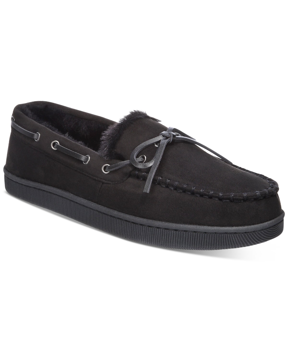 Club Room Mens Moccasin Slippers Shoes Small Black - Walmart.com