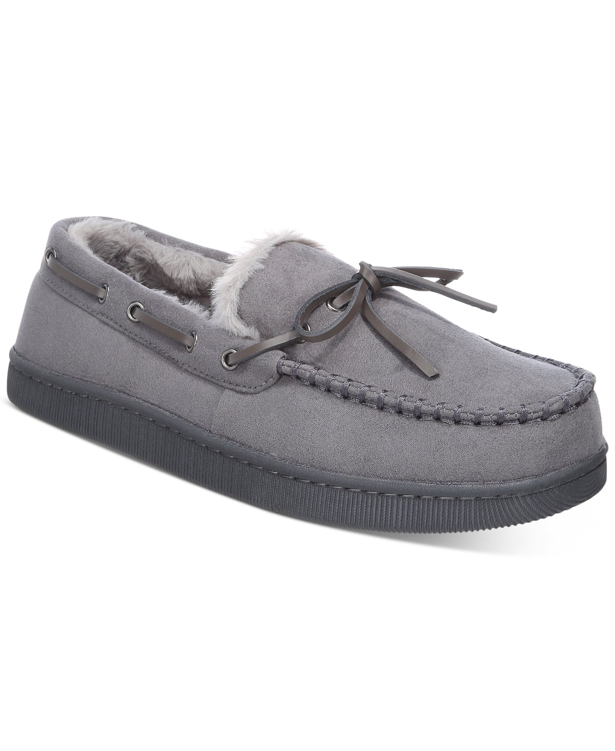 Club Room Mens Moccasin Slippers Shoes Medium Grey - Walmart.com