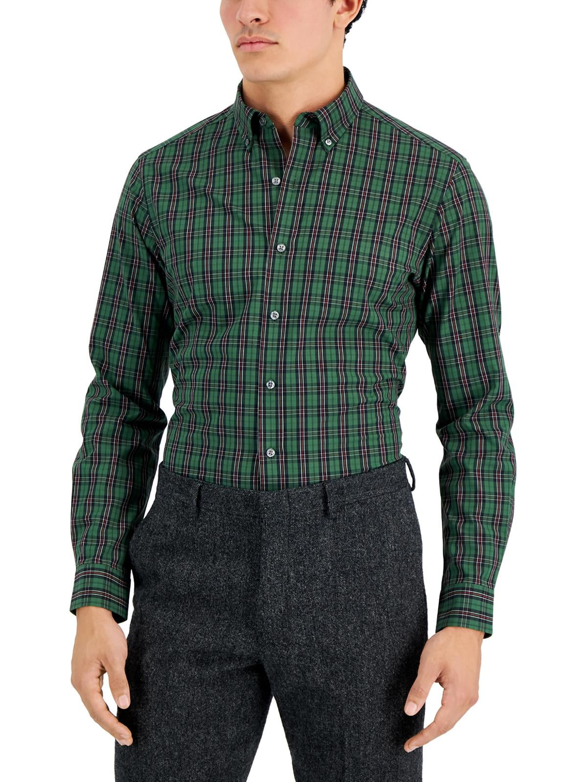 Club Room Mens Plaid Point Collar Button-Down Shirt - Walmart.com