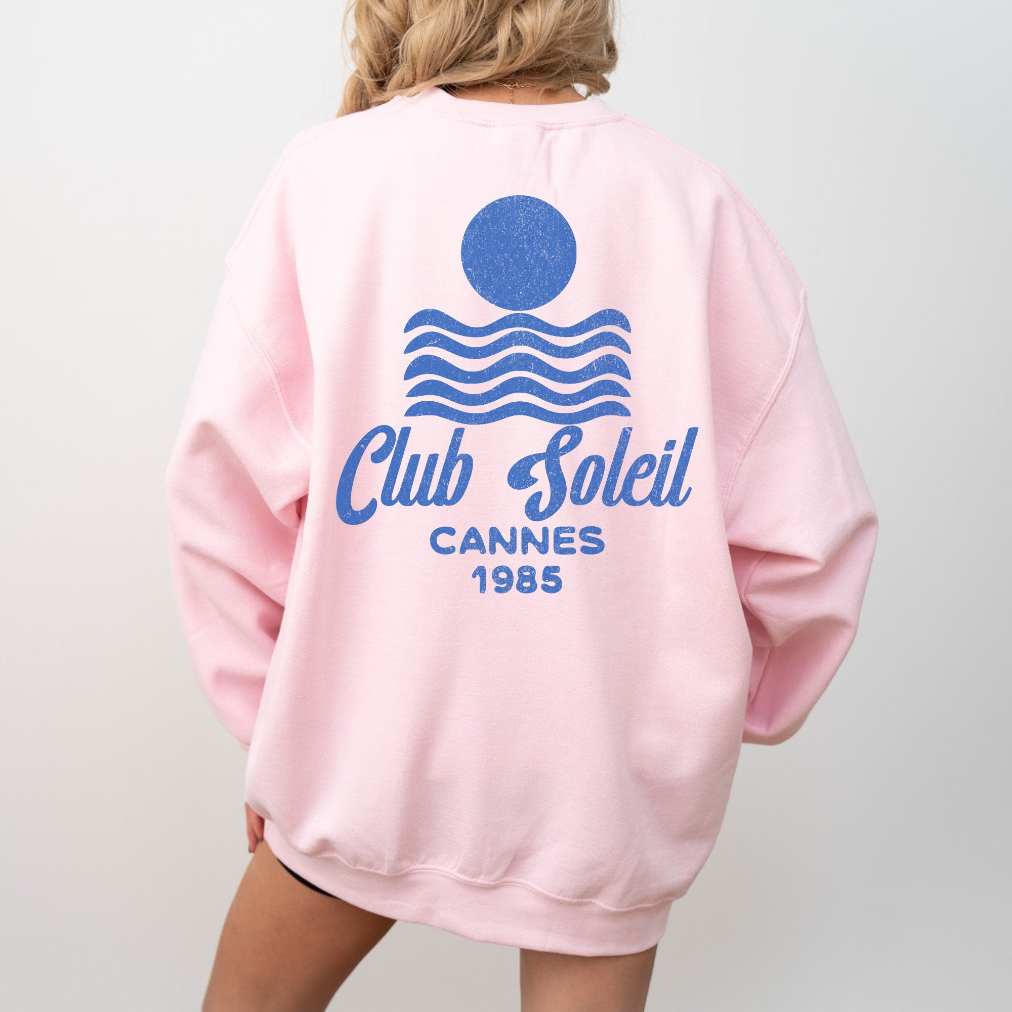 Club Soleil Crewneck T-Shirt Retro Trendy Beach Pullover French Riviera ...