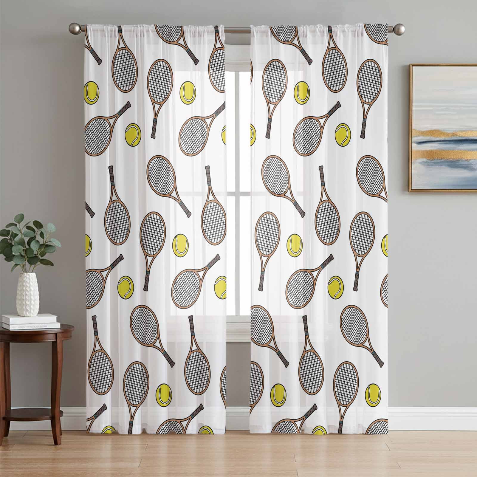 Club Style Tennis Sheer Curtains for Living Room Bedroom, Sports Themes ...