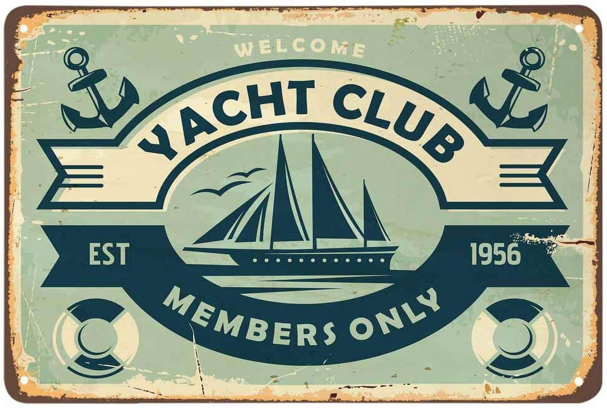 Club Tin Sign,Anchor Bird Boat Ocean Sail Ring Nautical Vintage Metal ...