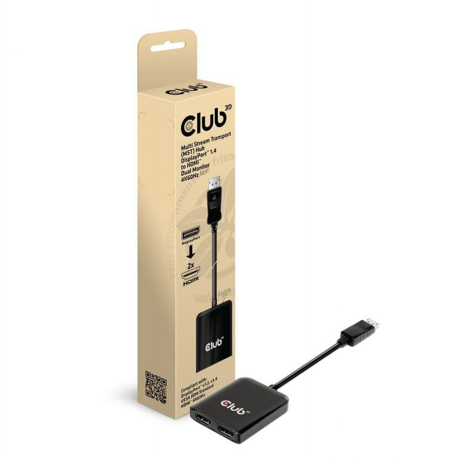 Club3D Multi Stream Transport (MST) Hub DisplayPort 1.4 to HDMI Dual ...