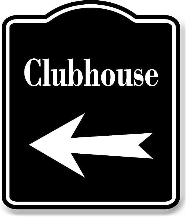 Clubhouse Golf Course Left Arrow BLACK Aluminum Composite Sign, 8.5"x10 ...