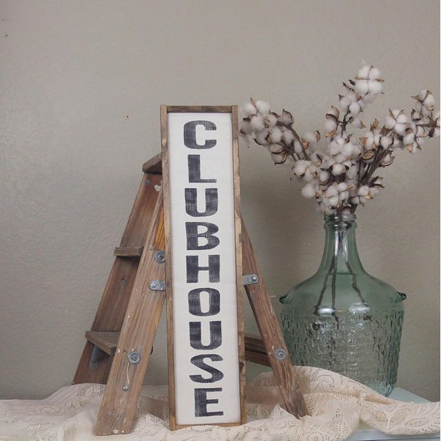 Clubhouse Sign, Farmhouse Decor, Rustic Decor, Farmhouse Signs, Vintage ...