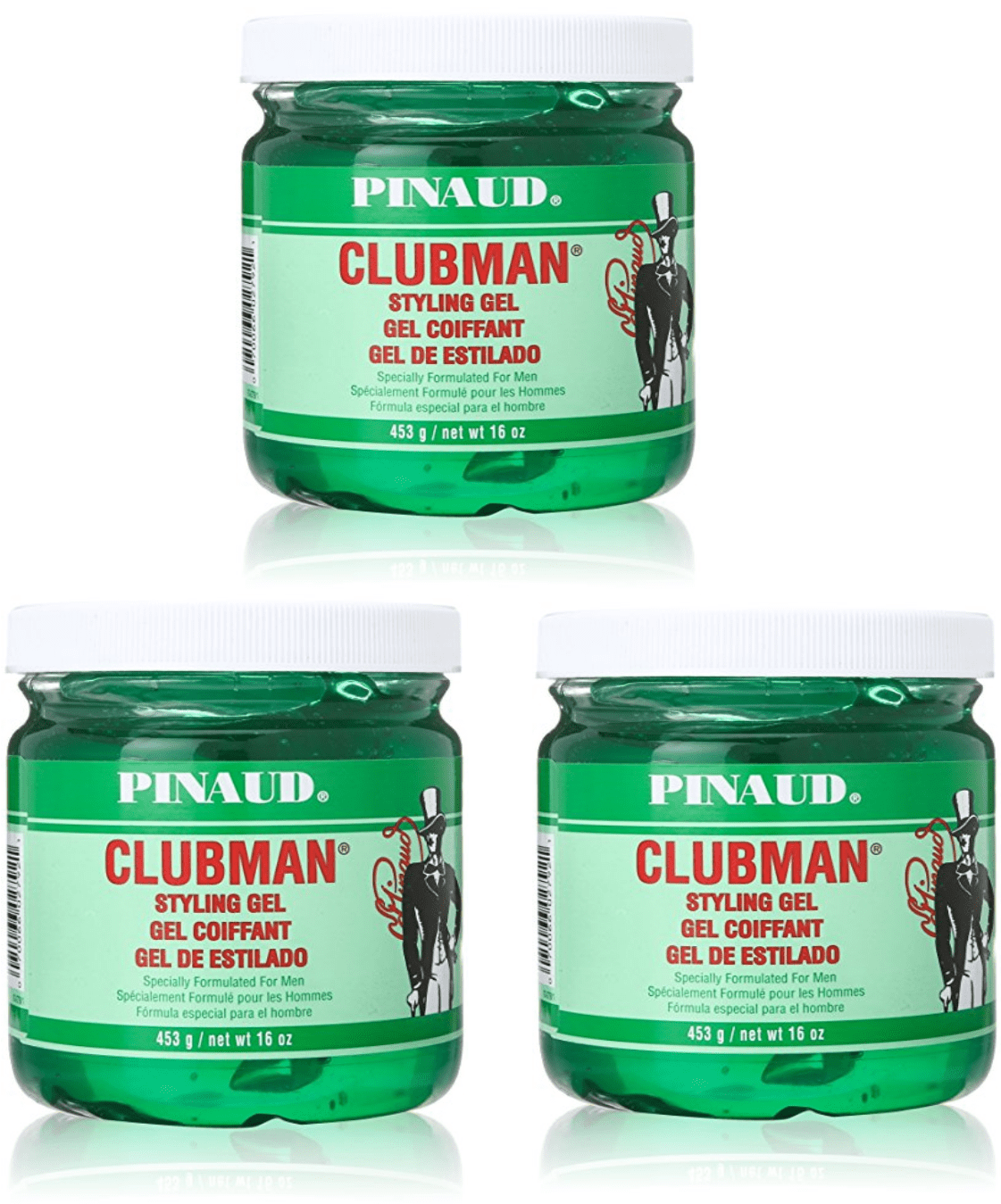 Clubman ALCHOHOL FREE Styling Mens Hair Gel 16 Ounce Jar (3-PACK ...