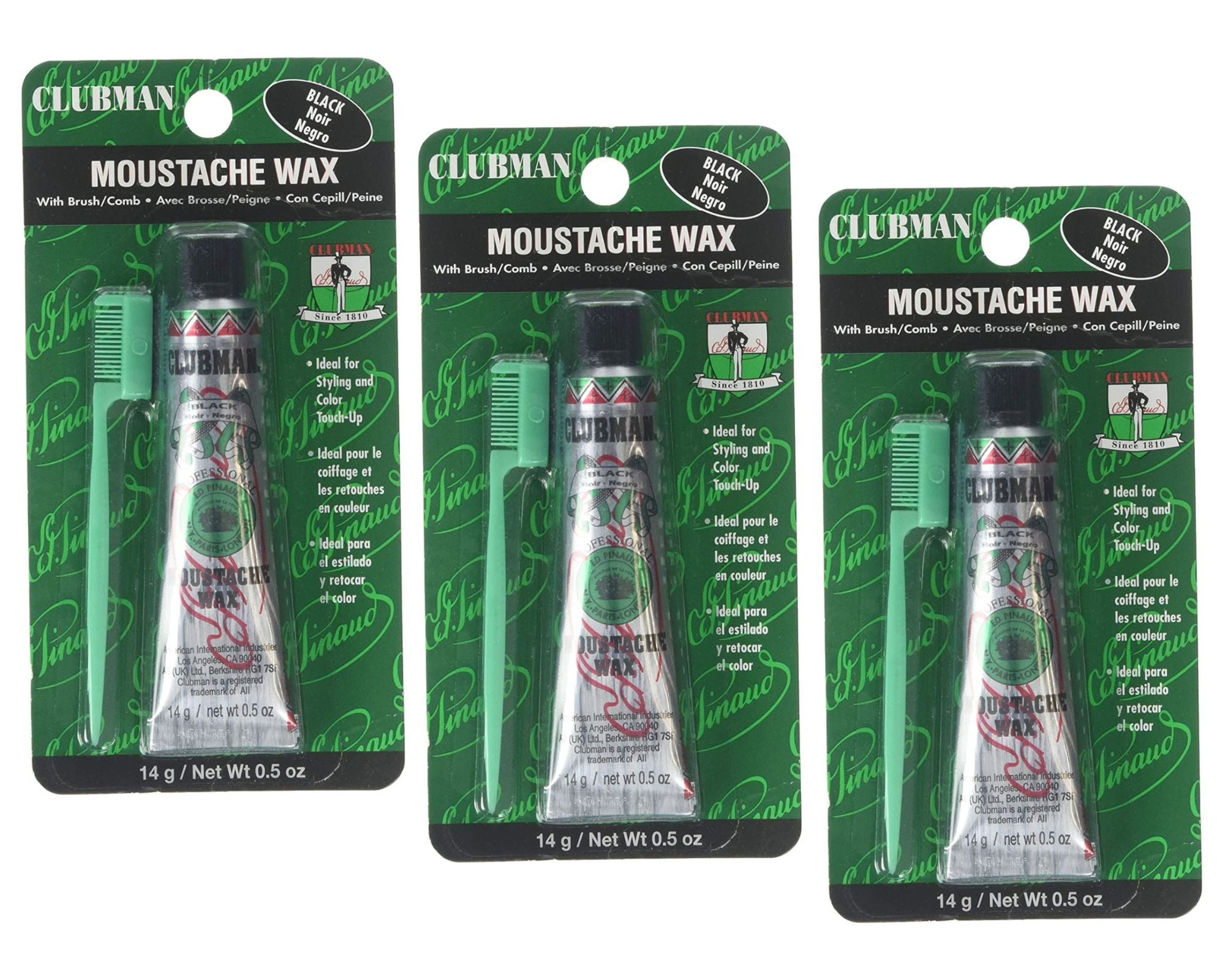 Clubman Moustache Wax Hang Pack 0.5 oz - Black (070622) x 3 - Walmart.com