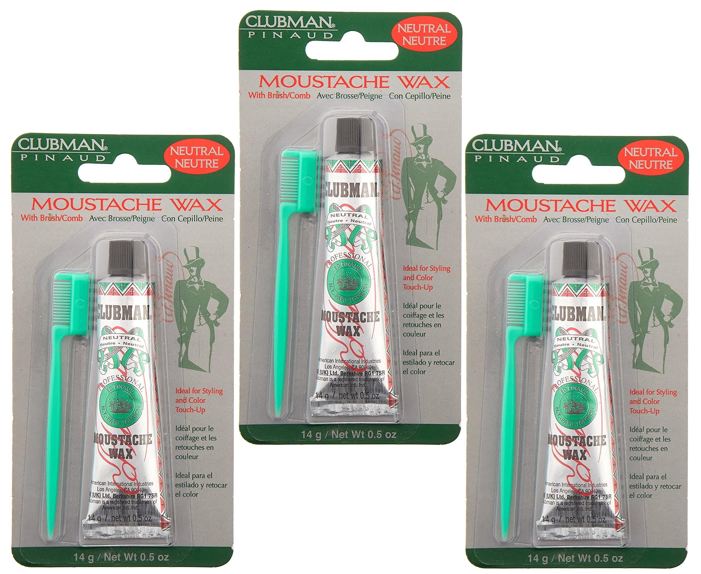 Clubman Strong Hold Moustache and Beard Wax, Neutral Color, 0.5 oz ...