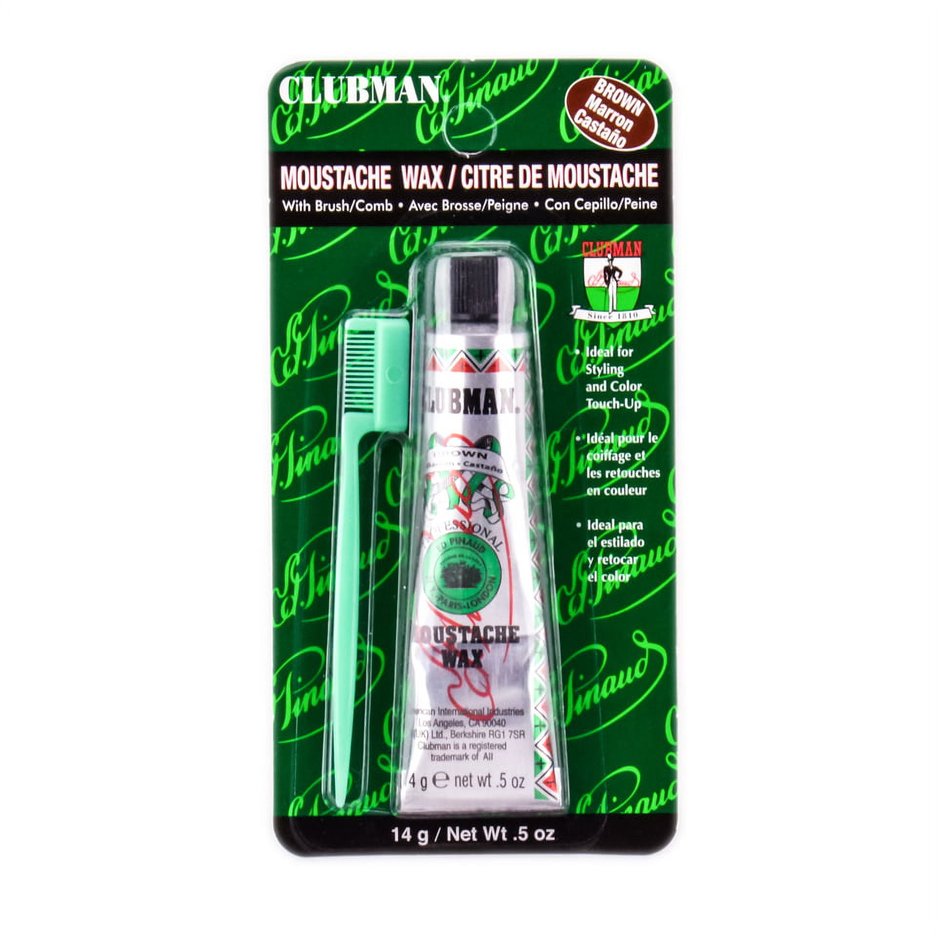 Clubman Moustache Wax With Brush/Comb - Brown Marron - 0.5 oz - Pack of ...