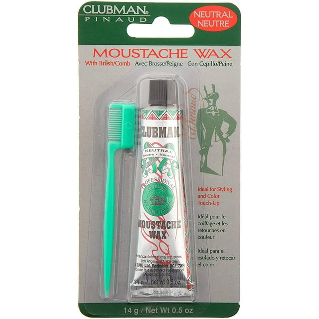 Clubman Moustache Wax with Brush/Comb Neutral - Walmart.com