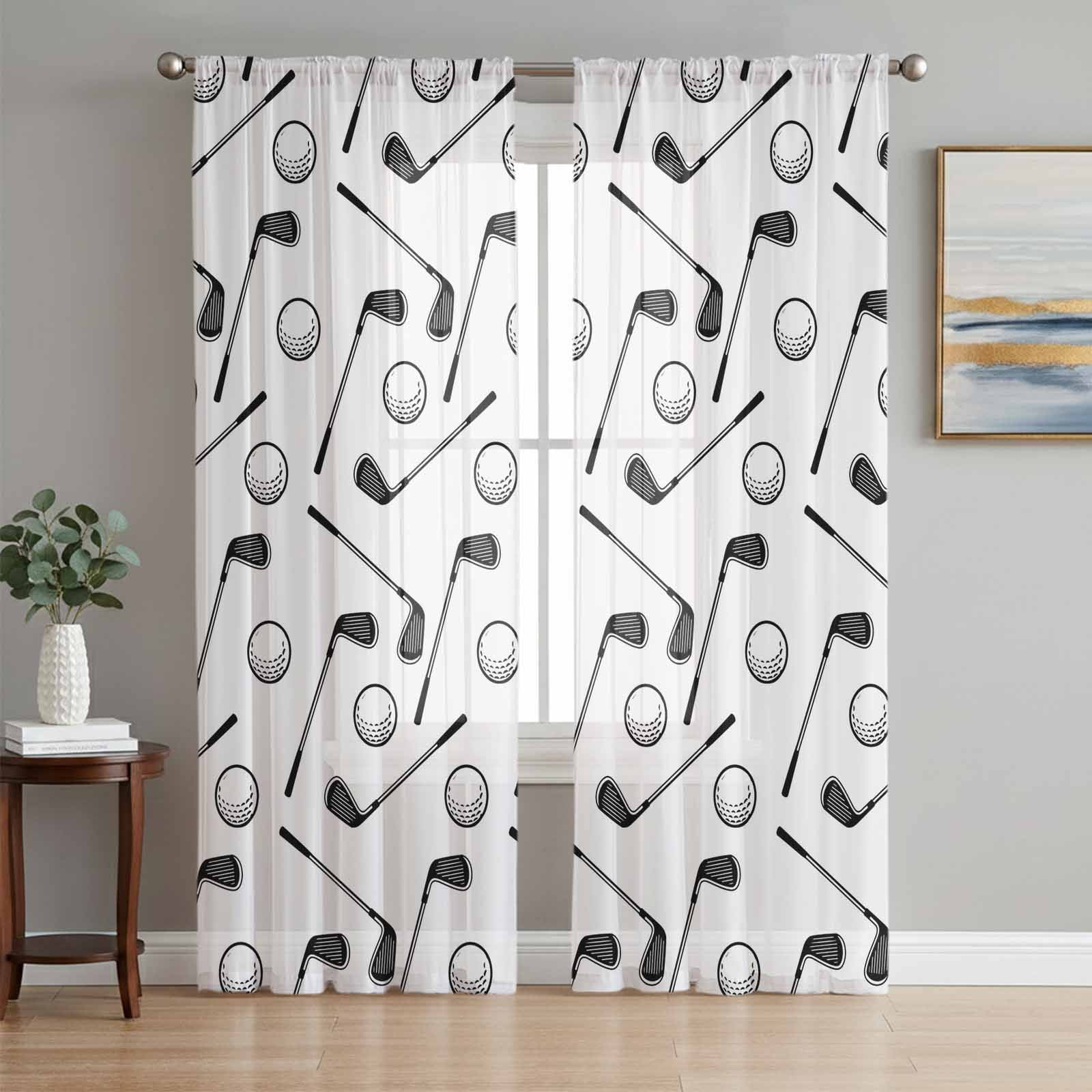 Clubs Sport Sheer Curtains 108 Inch Length 2 Panels Set, Cartoon ...
