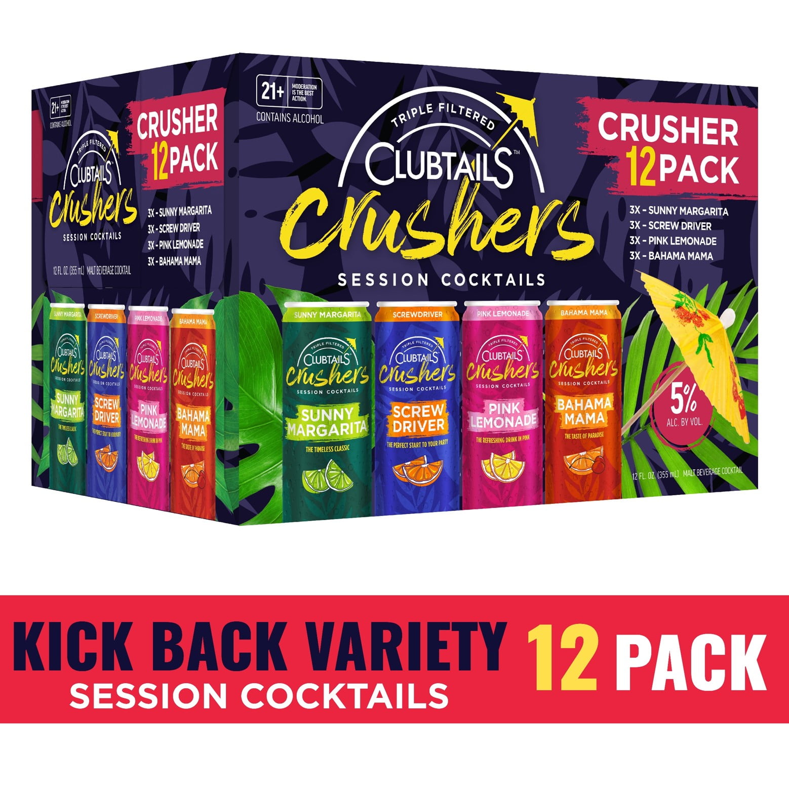 Clubtails Crushers Assorted Cocktails, 12 Pack, 12 fl oz Slim Cans ...