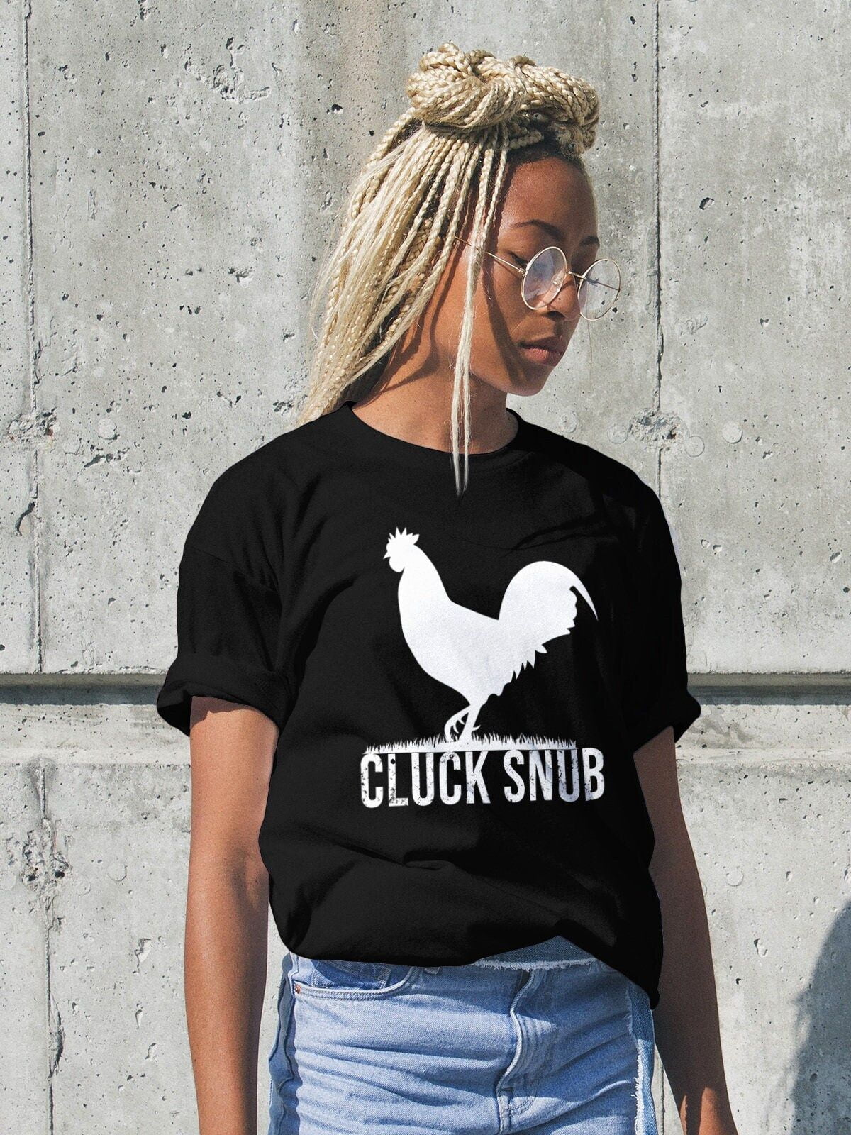 Cluck Snub Chicken Silhouette Farm Life Graphic Tee Unisex Cotton T ...