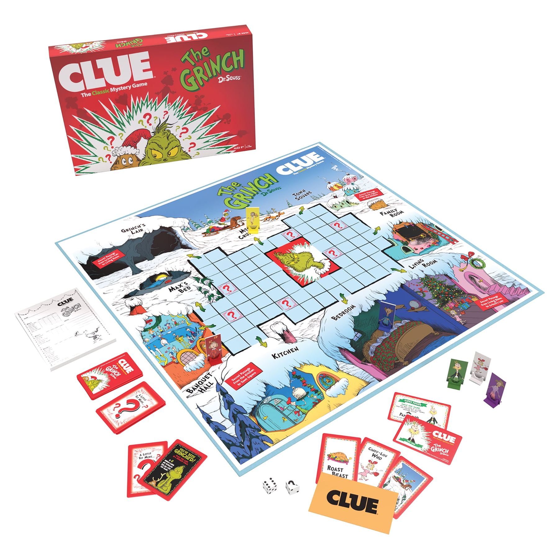 Kids' Clue Dr. Seuss How The Grinch Stole Christmas Edition Board Game ...