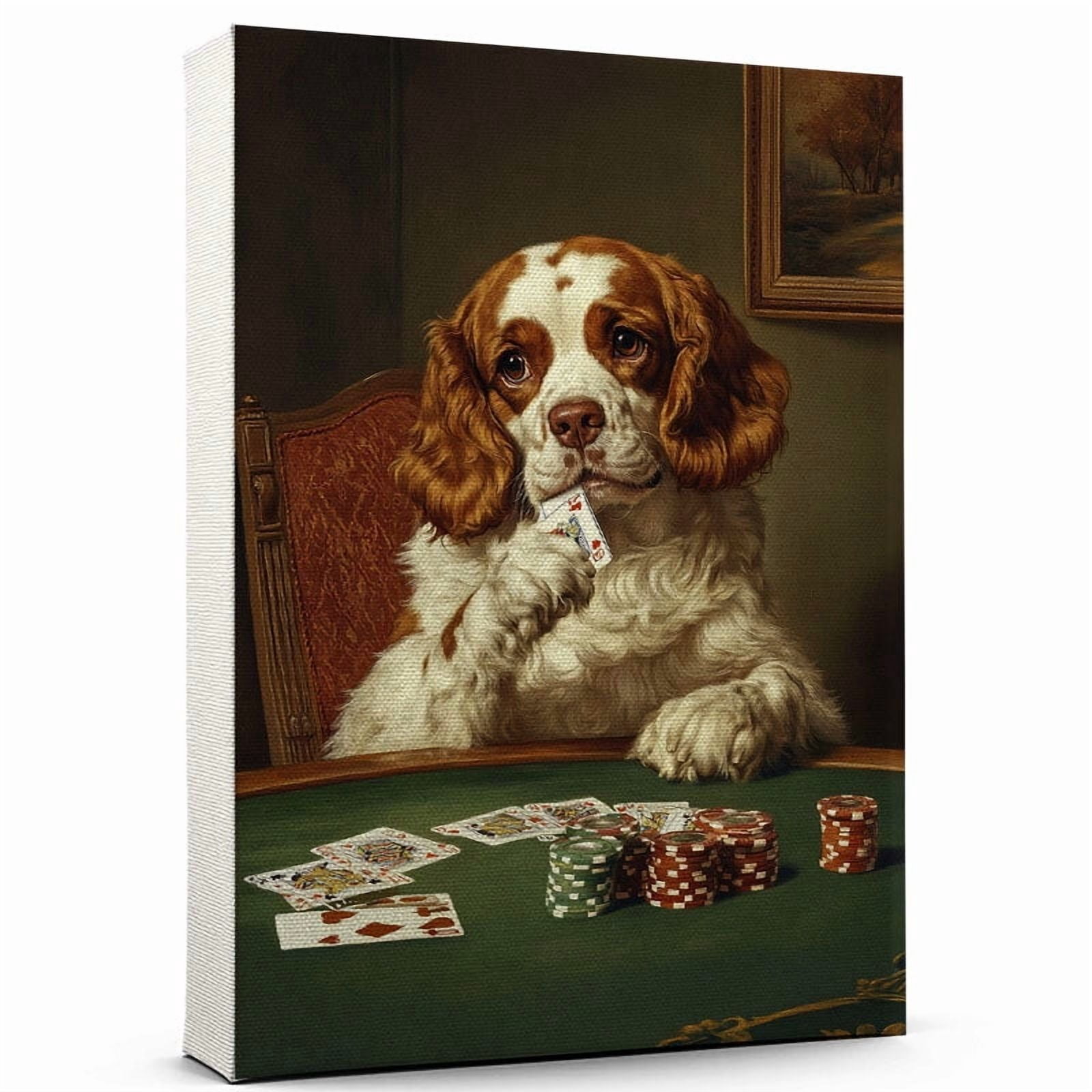 Clumber Spaniel Cute Dog Poker Stretched Canvas Size 8x12 – Retro ...