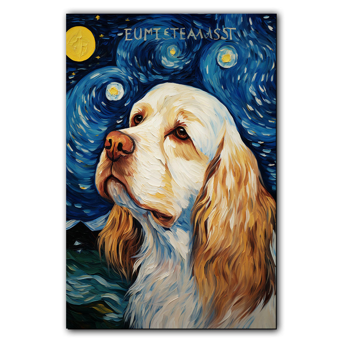 Clumber Spaniel Dog Art Starry Night Paintings Van Gogh - Inspired ...