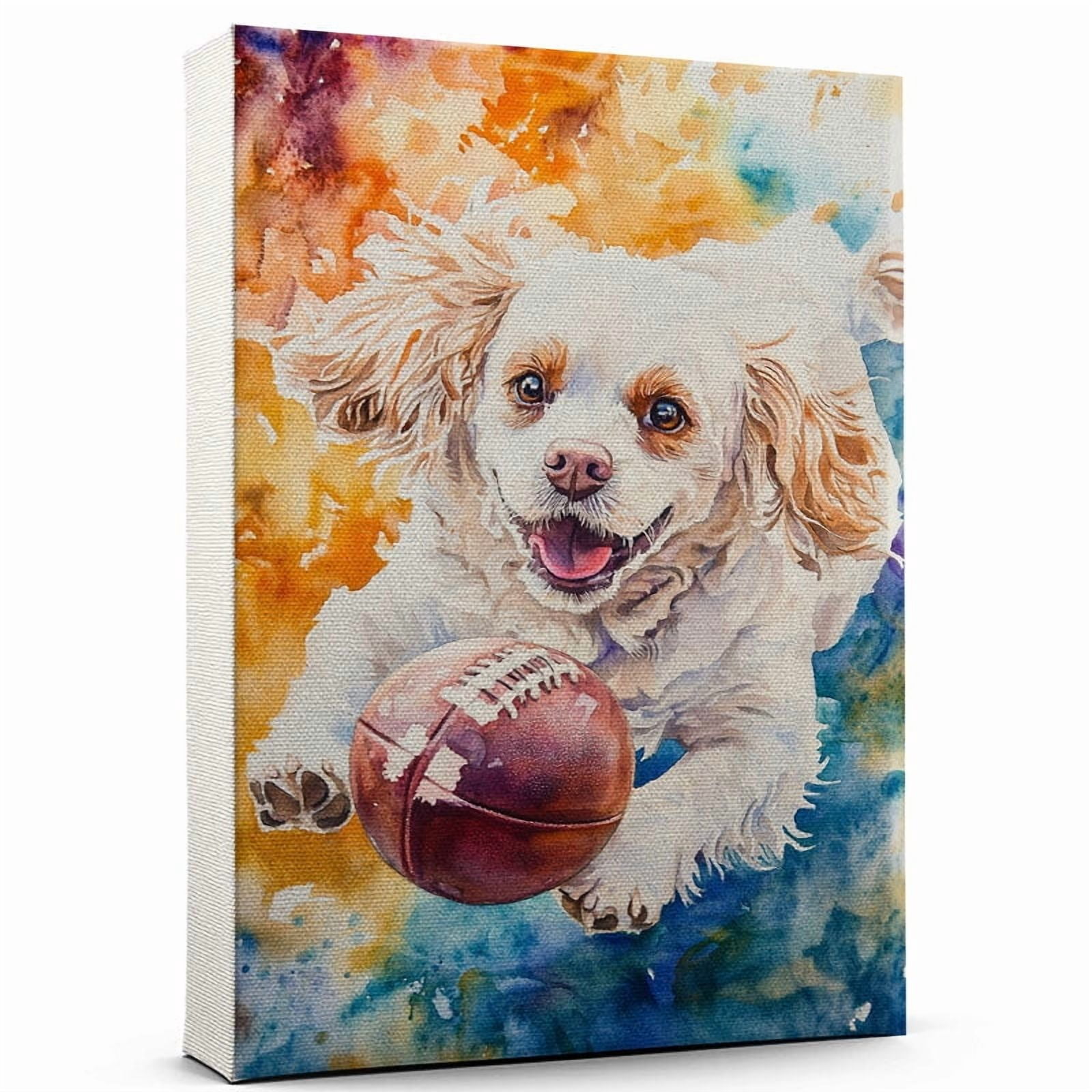 Clumber Spaniel Dog Canvas Canvas – American Football Theme Dog Art for ...