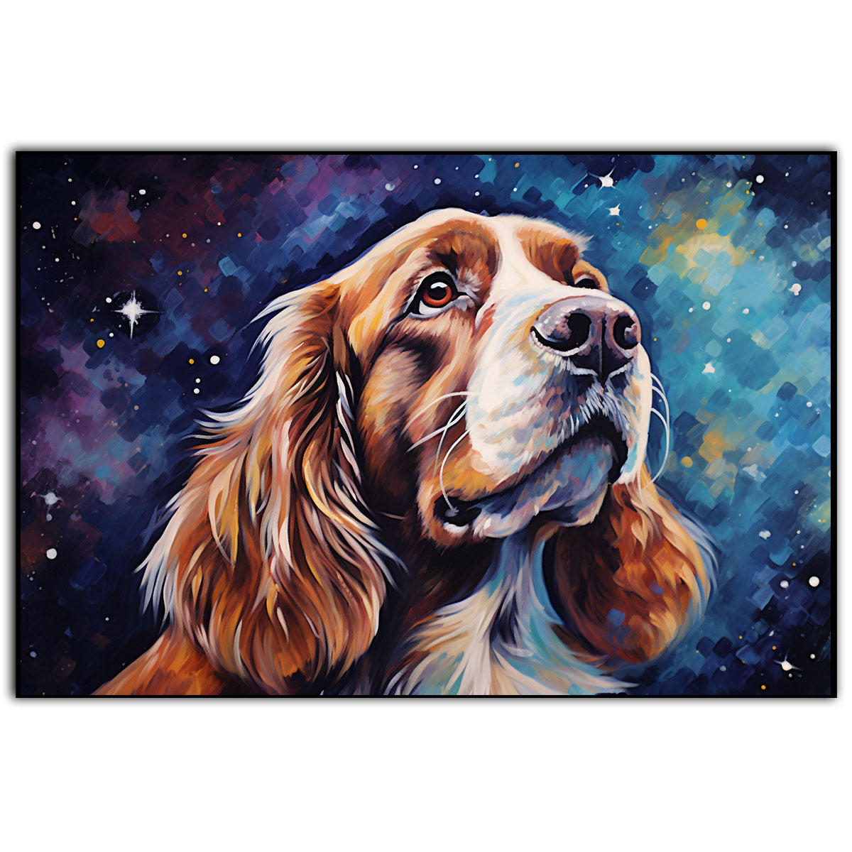 Clumber Spaniel Dog Canvas Prints of Starry Night Paintings Wall Decor ...