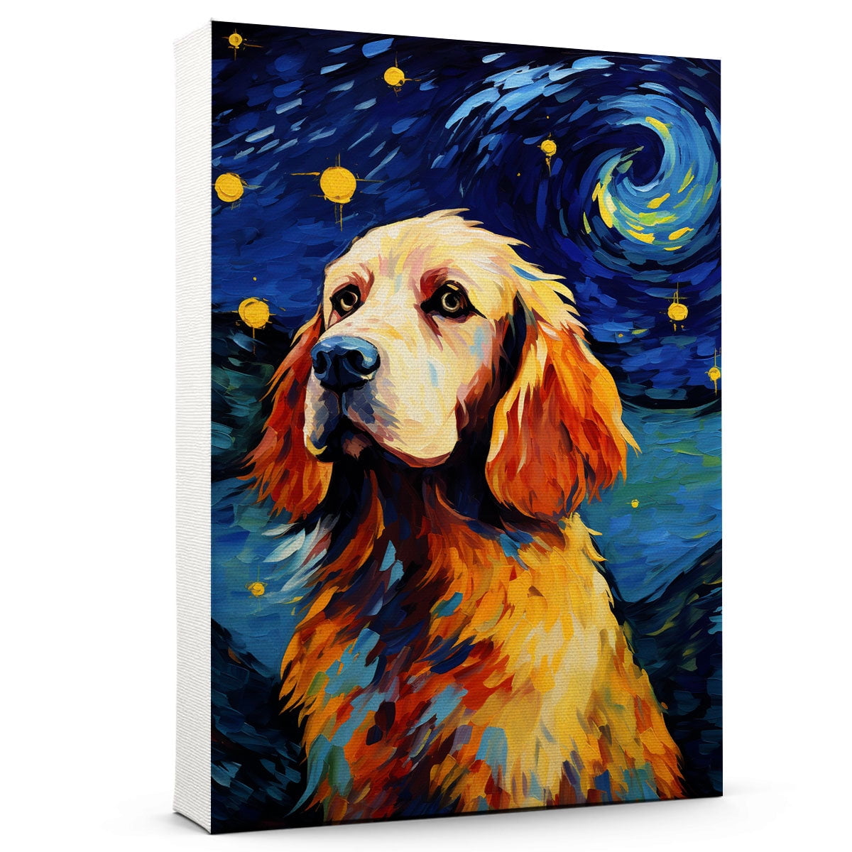 Clumber Spaniel Dog Canvas Starry Night Van Gogh Inspired Arts Large ...
