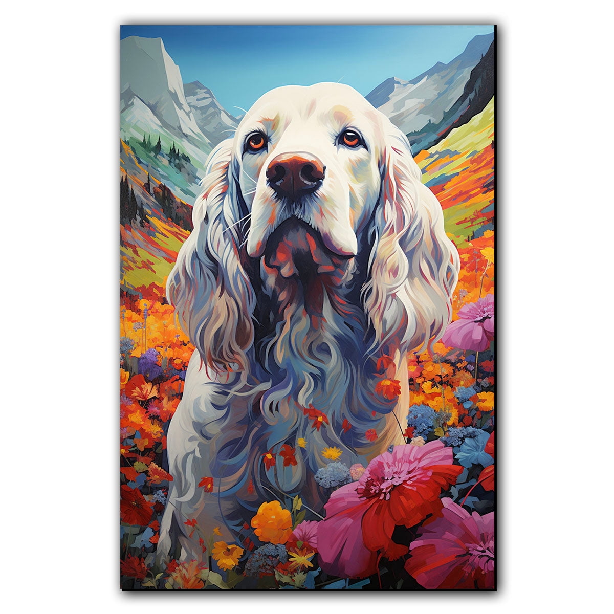 Clumber Spaniel Dog Canvas Wall Art for Living Room, Funny Bathroom ...