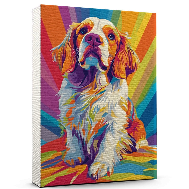 Clumber Spaniel Dog Climbing Art Stretched Canvas Size 8x12 – Clumber ...
