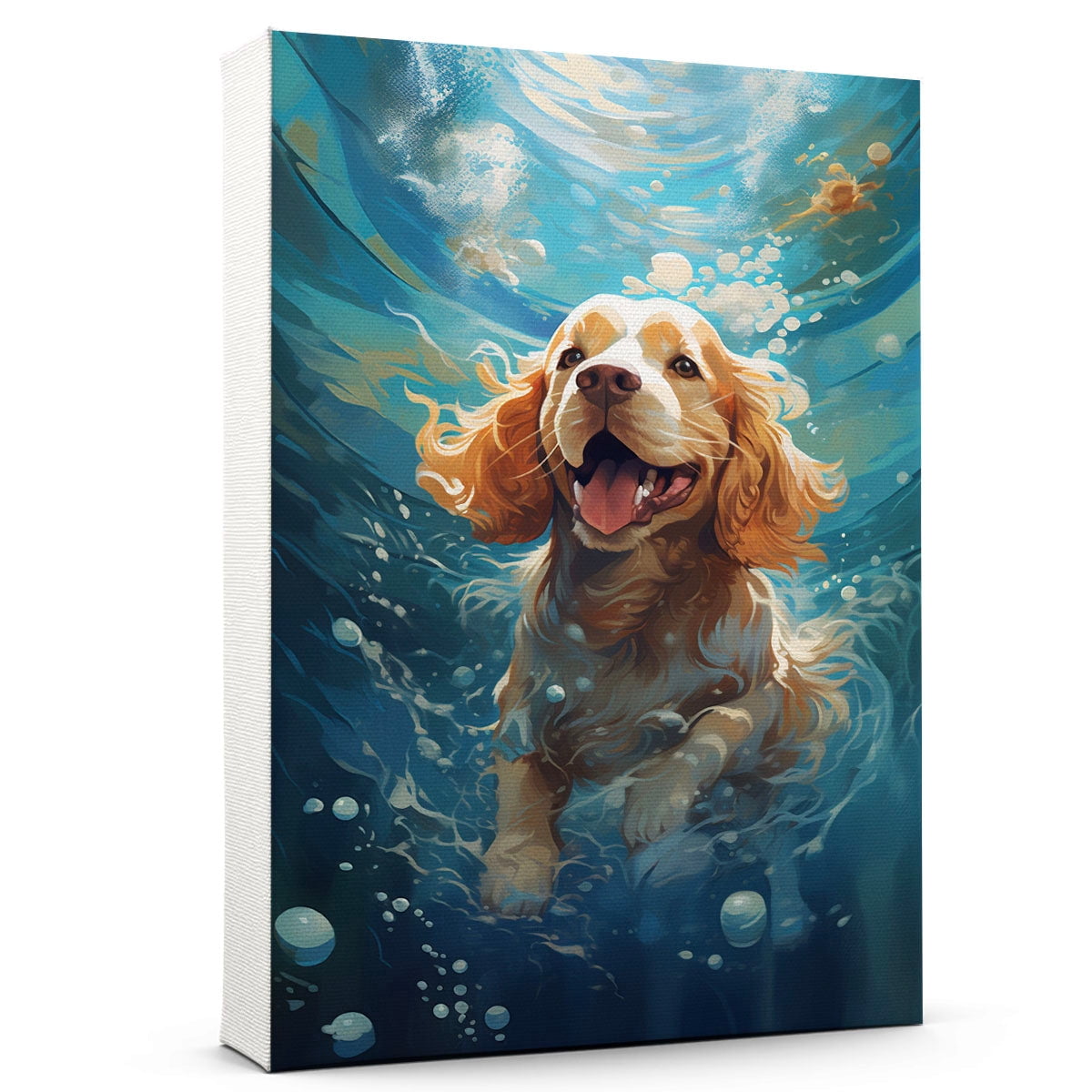 Clumber Spaniel Dog With Great Wave Japanese Wall Art poster paintings ...