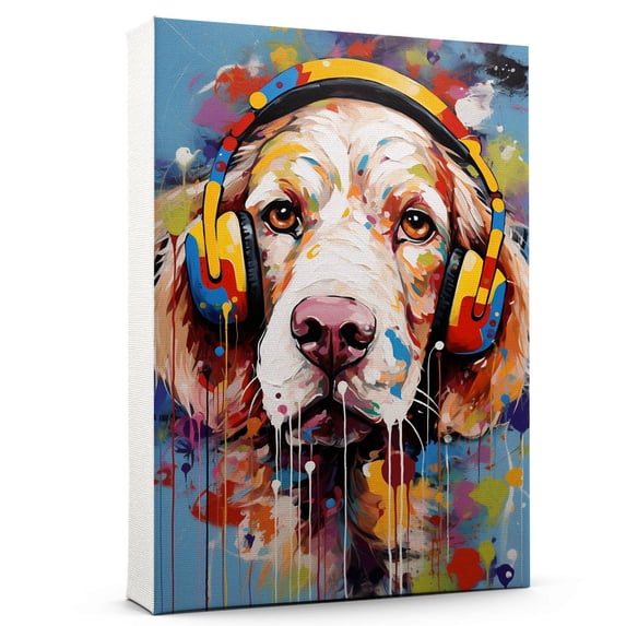 Clumber Spaniel Dog Headphone Wall Art Dog Decor Dog Painting Room ...
