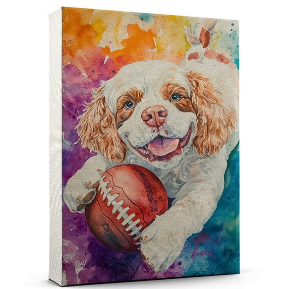 Clumber Spaniel Dog Stretched Canvas Size 8x12 – American Football ...