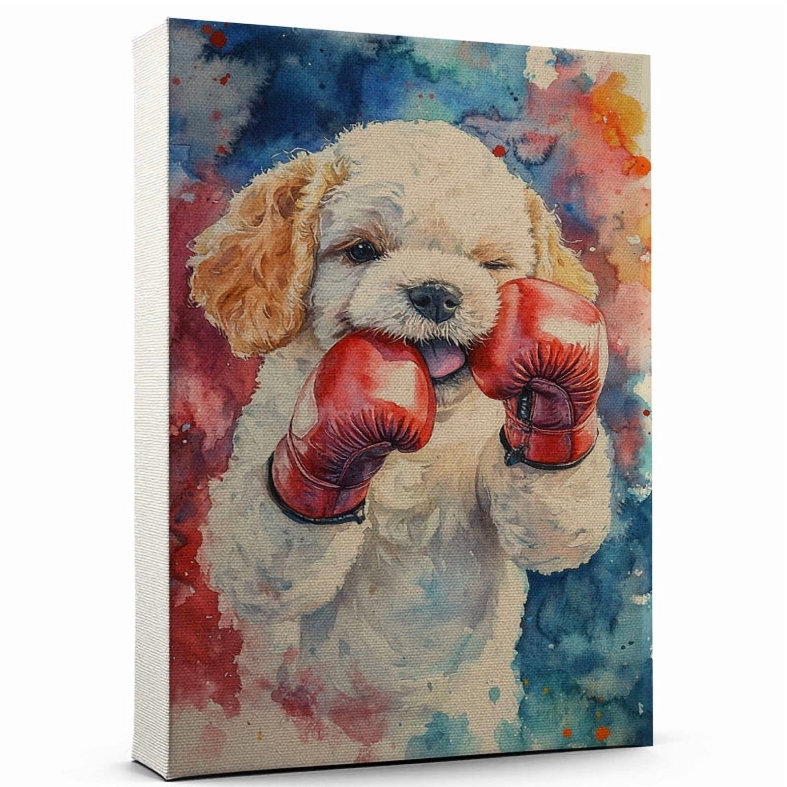 Clumber Spaniel Dog Stretched Canvas Size 8x12 – Boxing Theme Dog Art ...