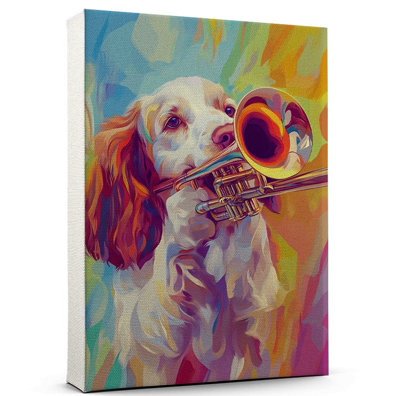 Clumber Spaniel Dog Trumpet Art Stretched Canvas Size 8x12 – Clumber ...