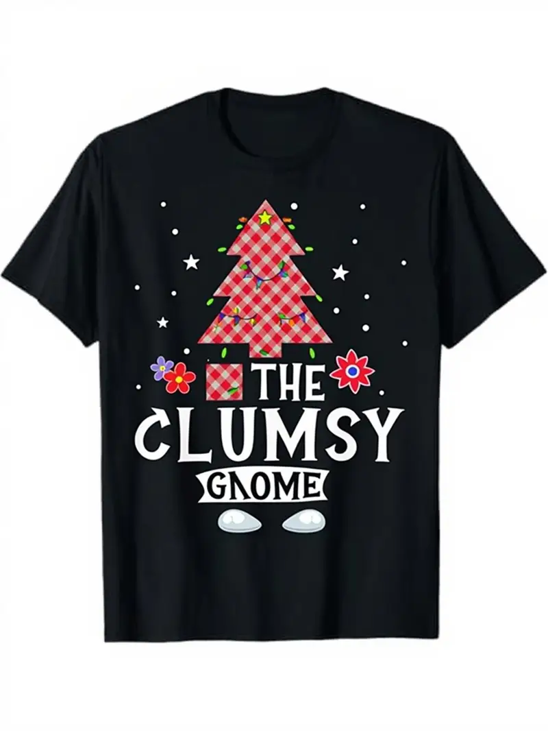 The Clumsy Gnome Black Graphic T-Shirt - Unisex Relaxed Fit Short ...