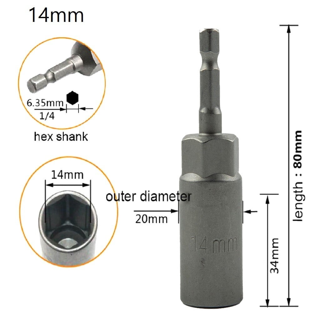 Clupup 1/4\" Hex Drive Socket Nut Bolt Drill Bit Set, 80mm Length ...