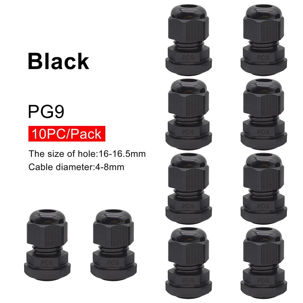 Clupup 10 Pcs Cable Gland Fixed Head IP68 Nylon Connector Plastic Seal ...