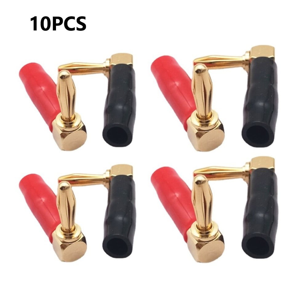 Clupup 4mm L-shaped Right Angle Banana Plug Connector 90 Degree For Audio Video Speaker ...
