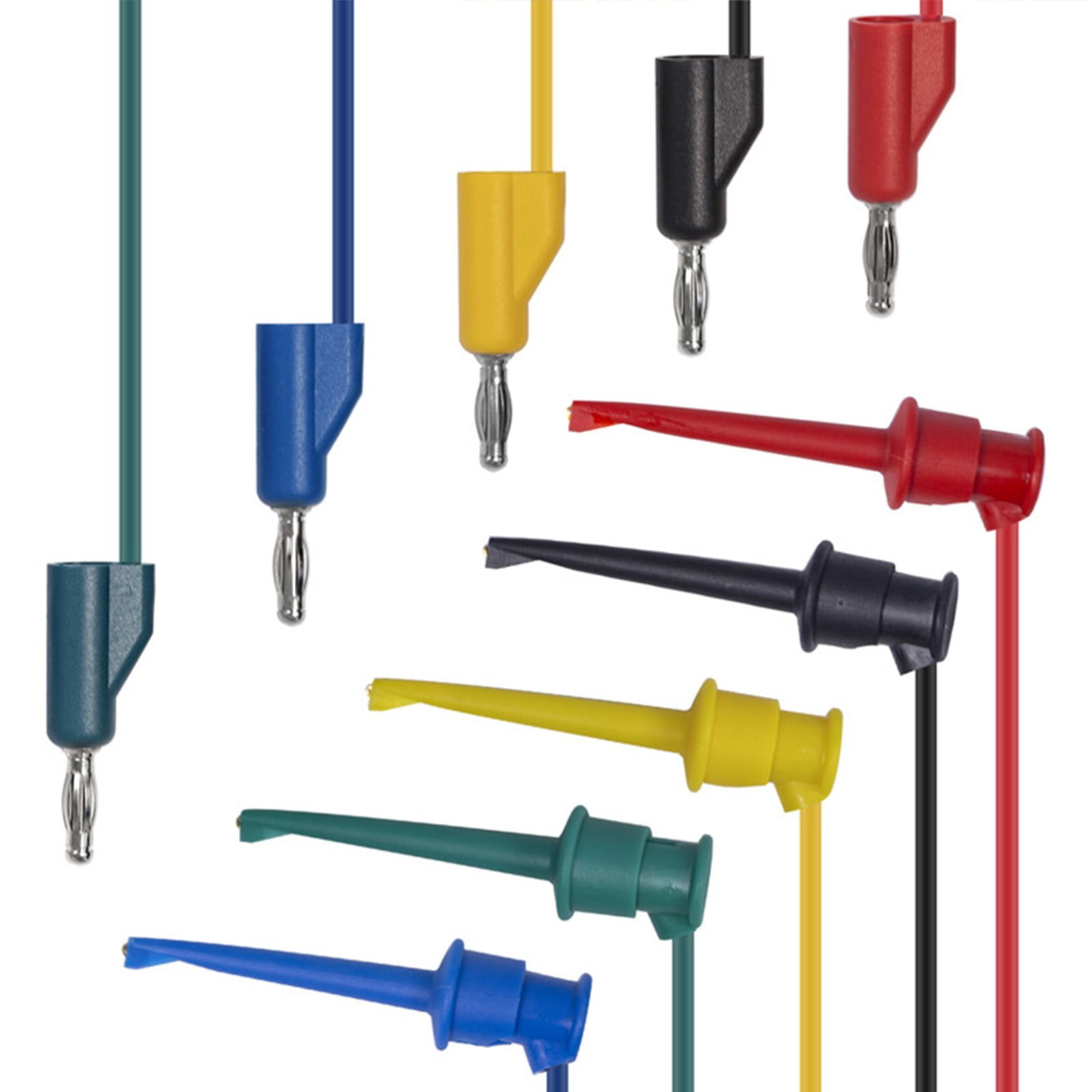 Clupup 5PCS Test Hook Clips 4mm Stackable Banana to Minigrabber Cable ...